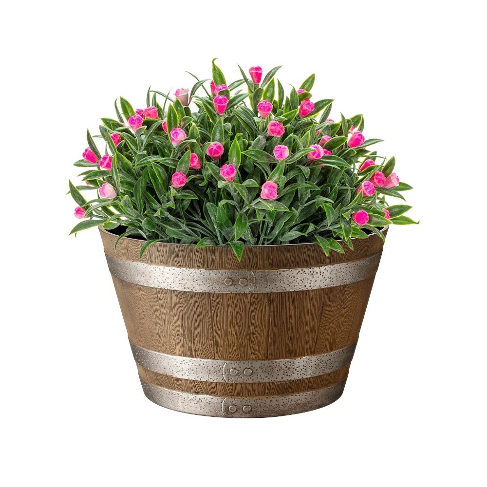Premium Wooden Barrel Plant Pot For Garden – Gardening Naturally