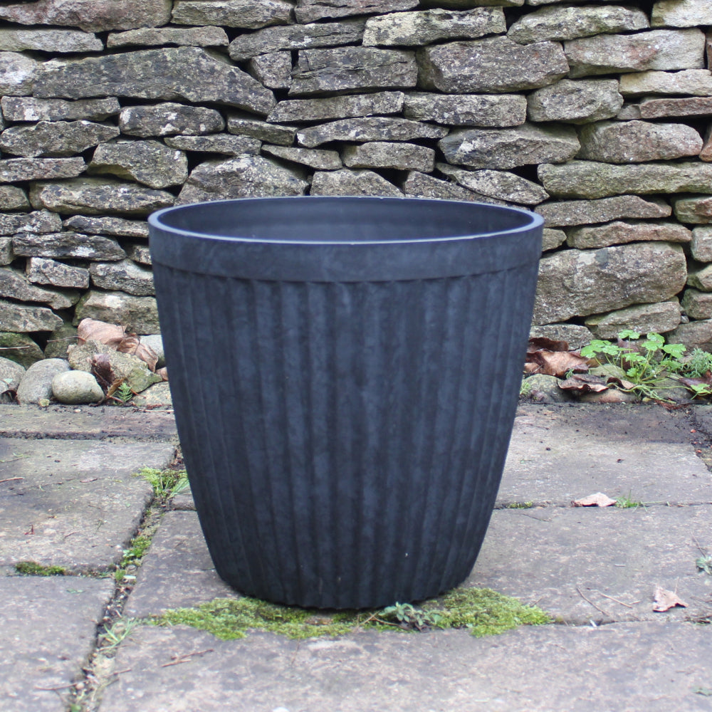 Ronda Charcoal Black Stone Lite Planter – Gardening Naturally